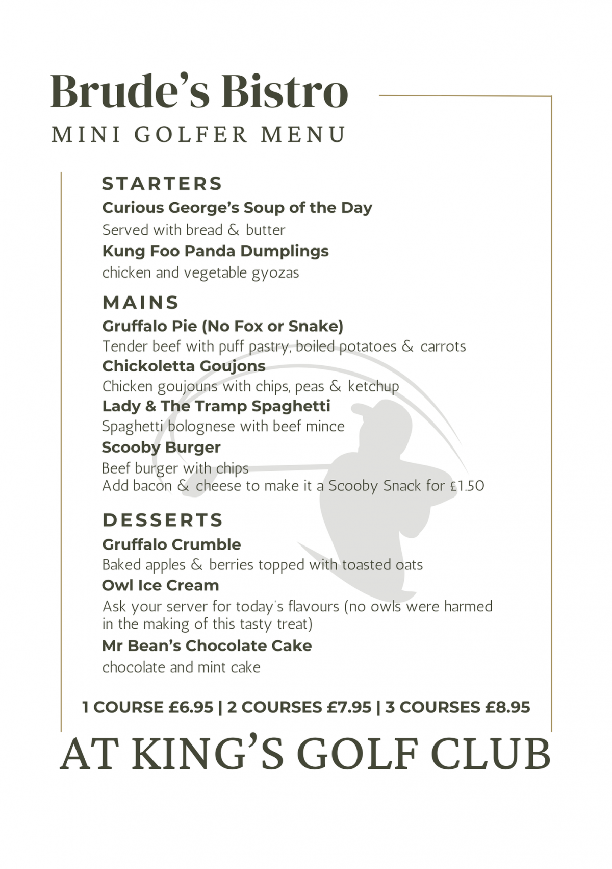 Main Menu – Kings Golf Club
